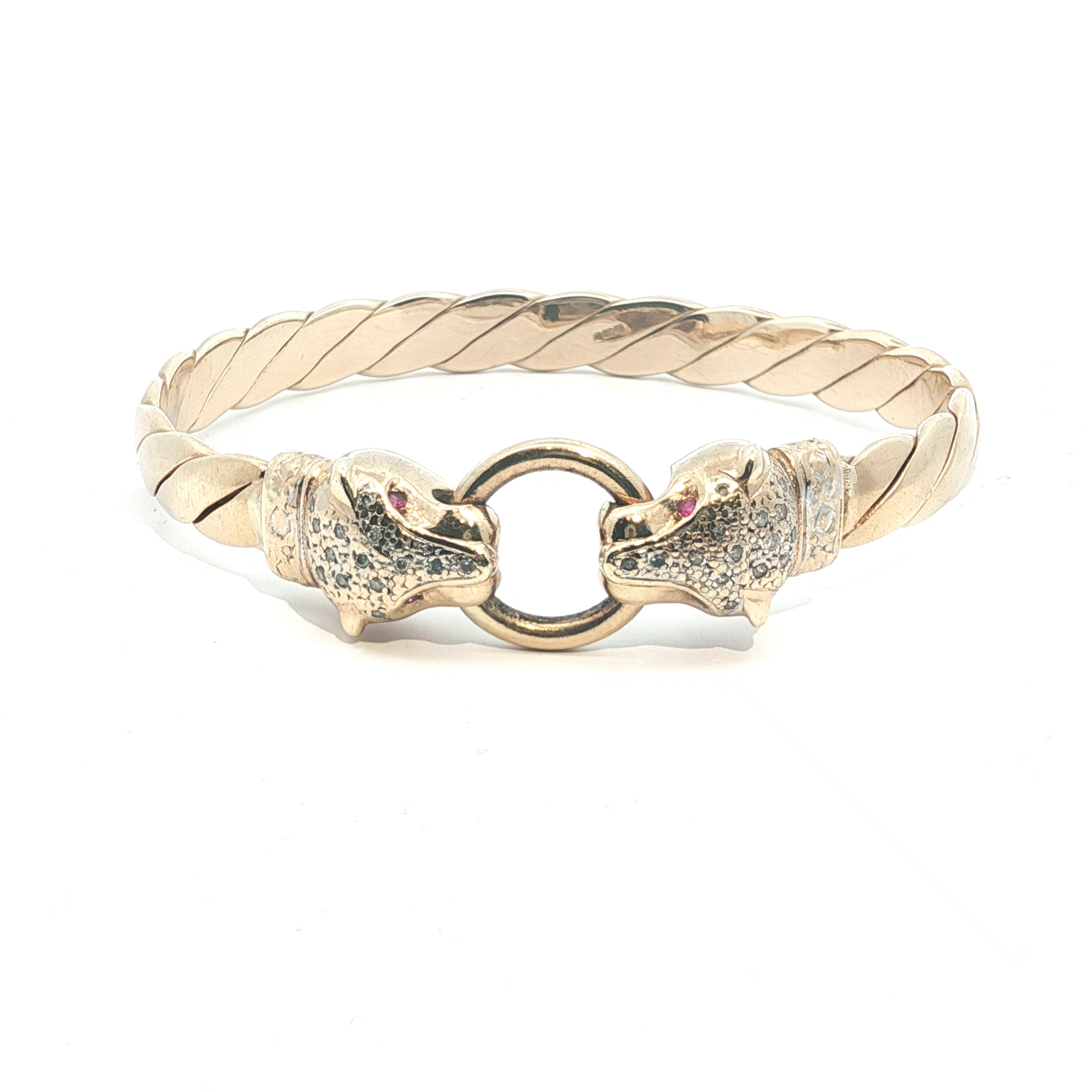 7" - Pre Owned - 9ct - Leopard Head Bangle - ( 39.24g ) – Goldbank ...