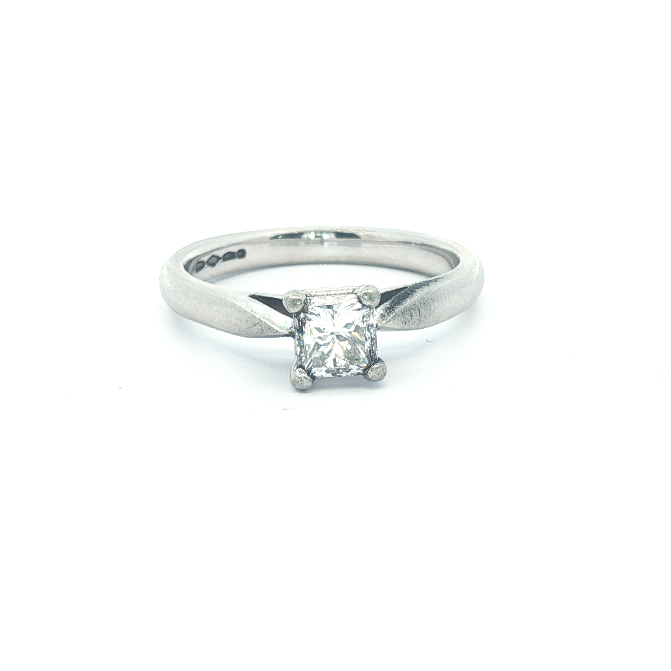 GIA- Platinum Diamond Solitaire 0.72ct VVS1 E Square modified brillian ...